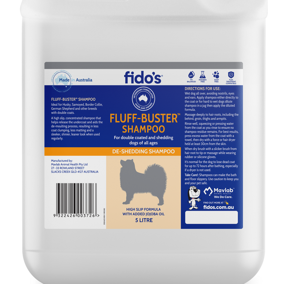 Fidos Fluff-Buster Shampoo for Double Coated & Shedding Dogs of All ...