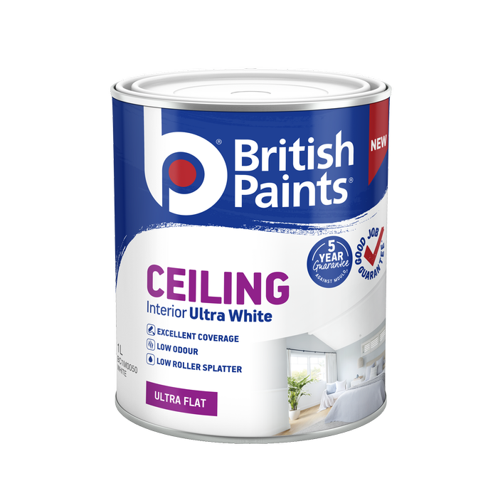 British Paints Ceiling Interior Ultra White - 1L - Bunnings Australia