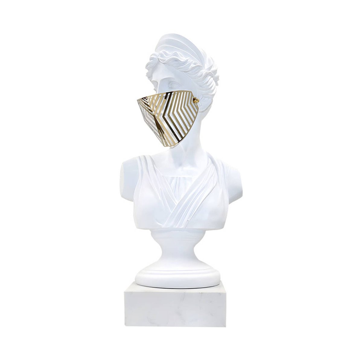 SOGA 45cm White Resin Bust – Gold Striped Mask Sculpture - Bunnings ...