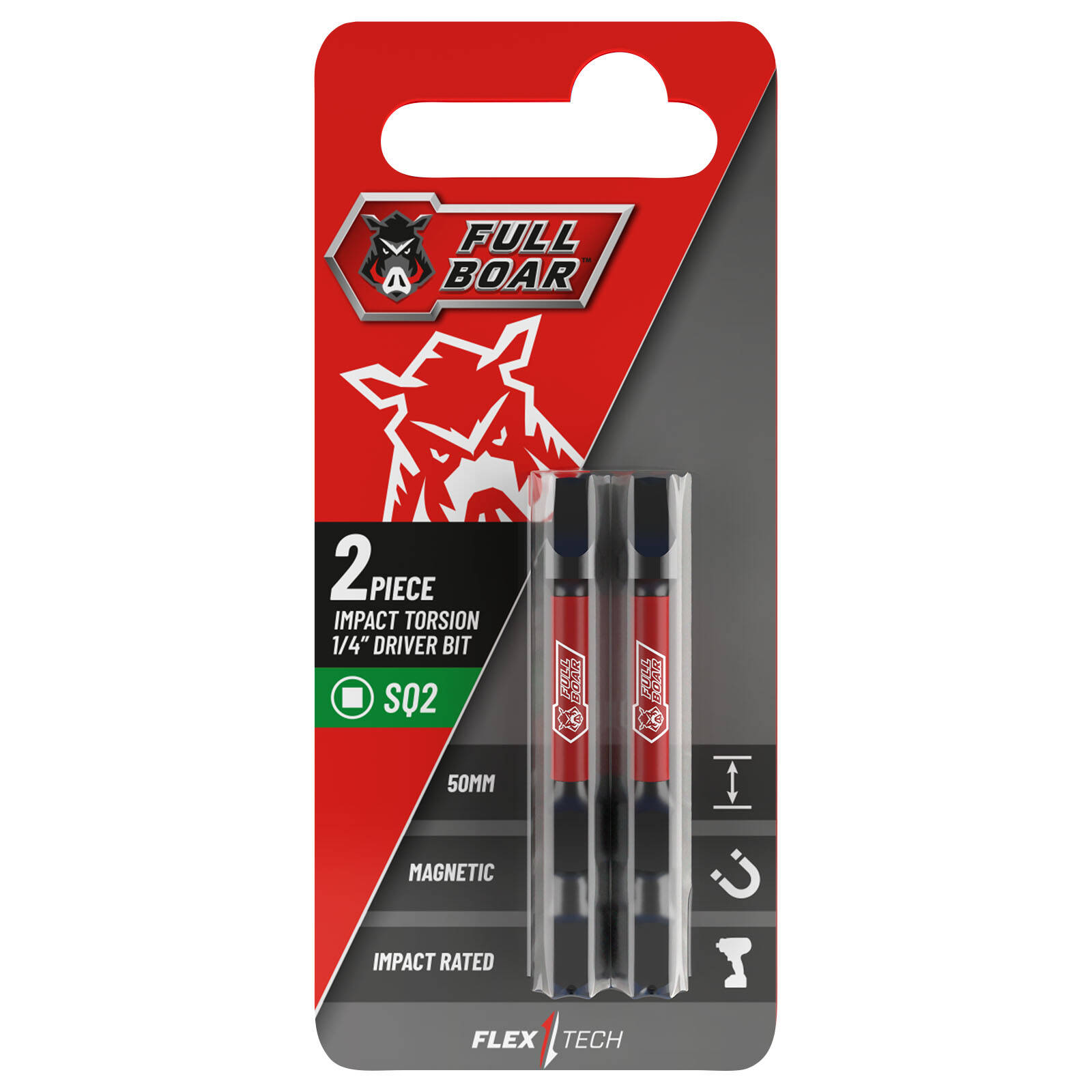 Fastener Drive Bits x SQ2 x 50mm X2 | Full Boar