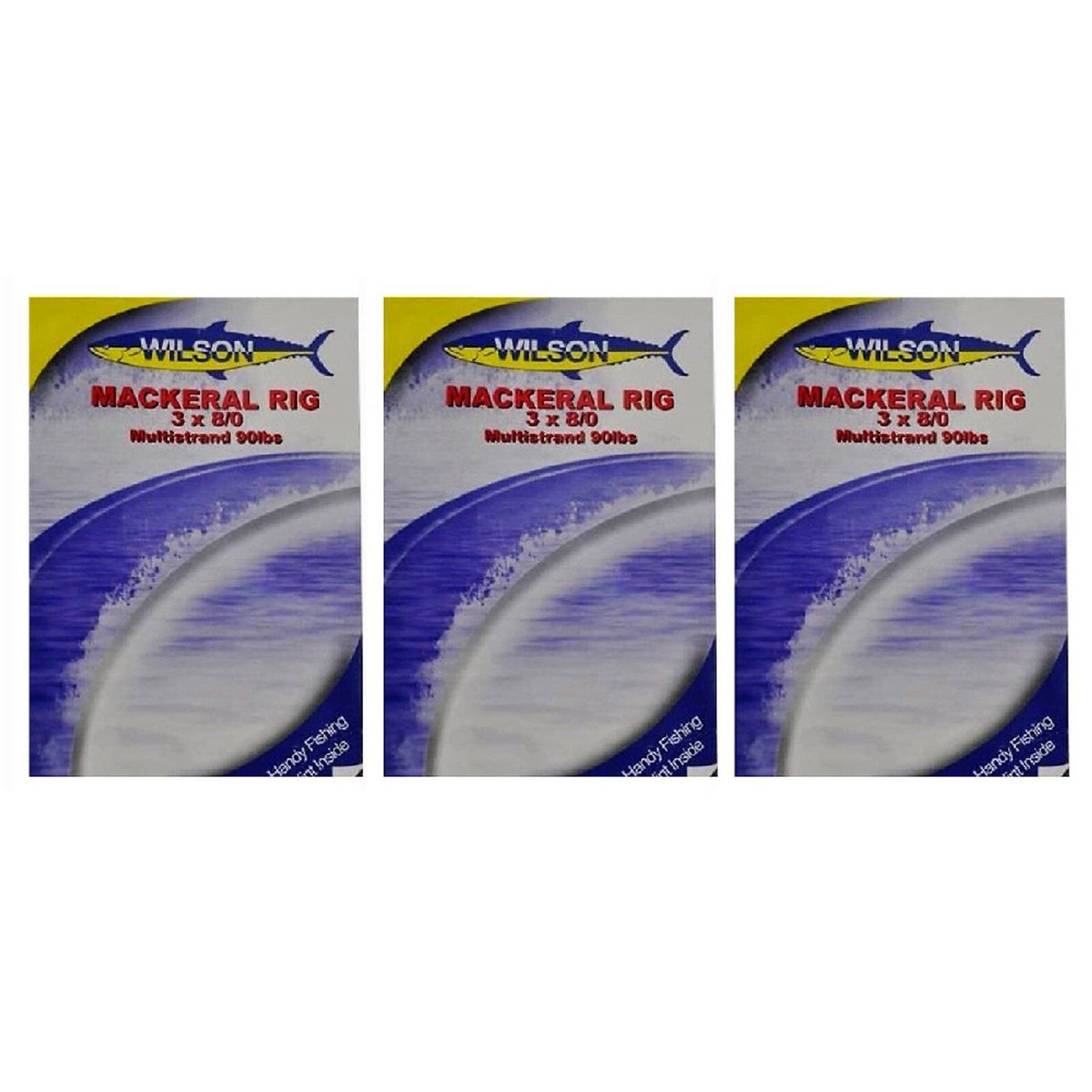 3x Wilson Mackerel Fishing Rig 3x8/0 Hook-Setup - 90lb Multi Strand ...