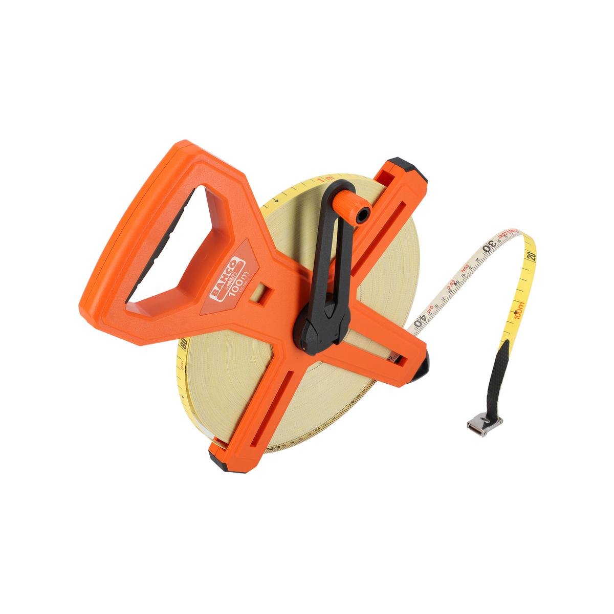 Bahco 100m Metric Long Measuring Tape with Nylon Coated Blade and Open ...