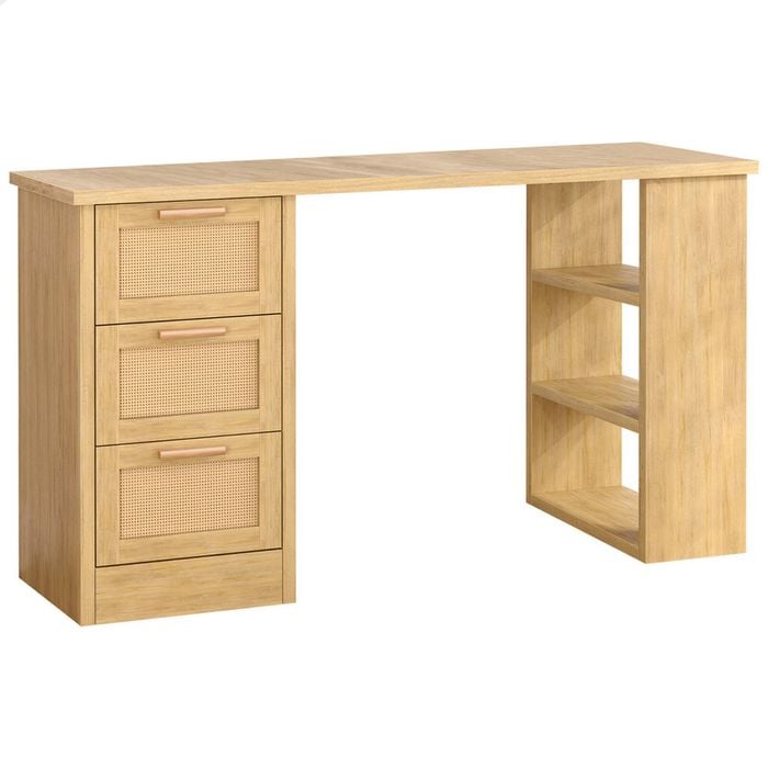 Alfordson Computer Desk Rattan Study Table Oak - Bunnings Australia