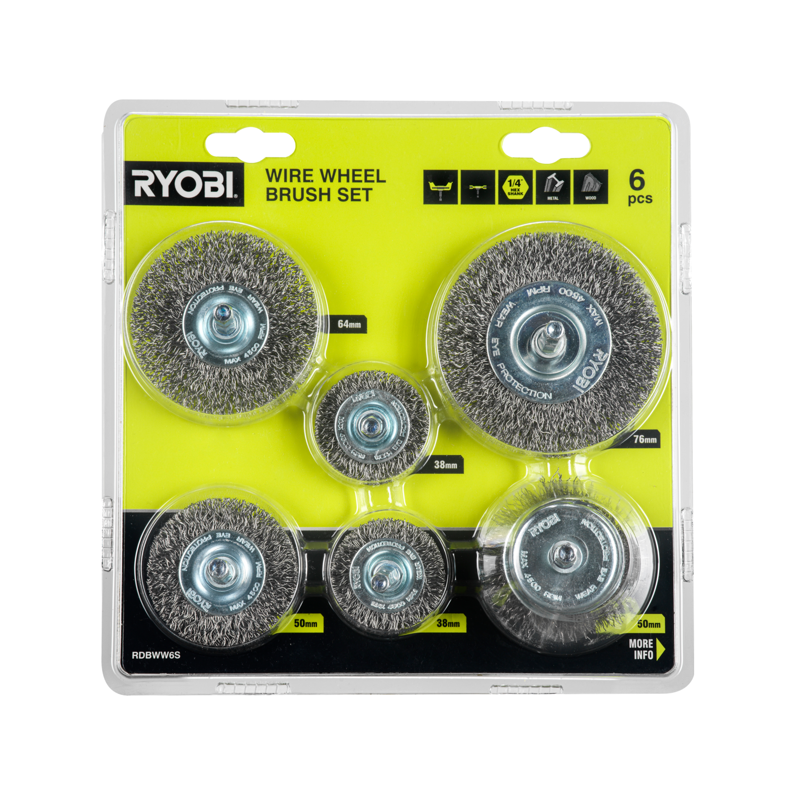 Ryobi 6 Piece Wire Wheel Brush Set Bunnings Australia