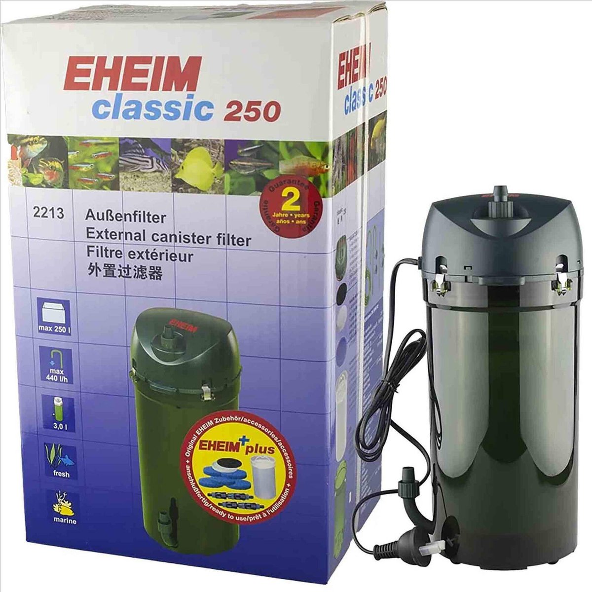 Eheim Classic 250 - 2213 With Sponge Media Aquarium Canister Filter ...