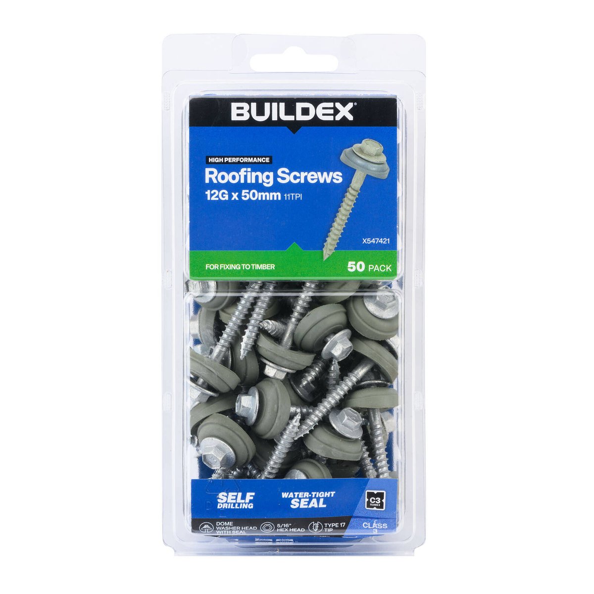 Buildex 12G x 50mm Class 3 Roofing Screws - 50 Pack - Bunnings New Zealand