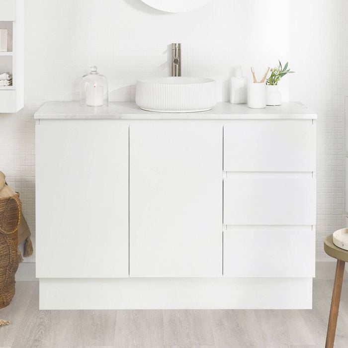 CIBO 1200mm White Lume Full Height Bathroom Vanity with White Basin - Bunnings Australia