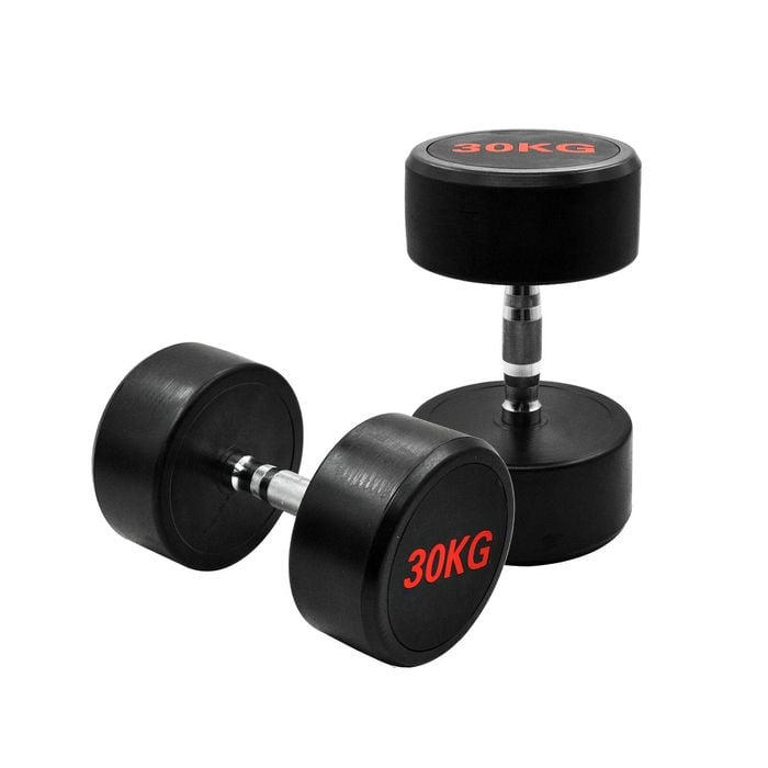 2 Pack of 30kg - Total 60kg Rubber Coated Dumbbell Hand Weight - Rubber ...