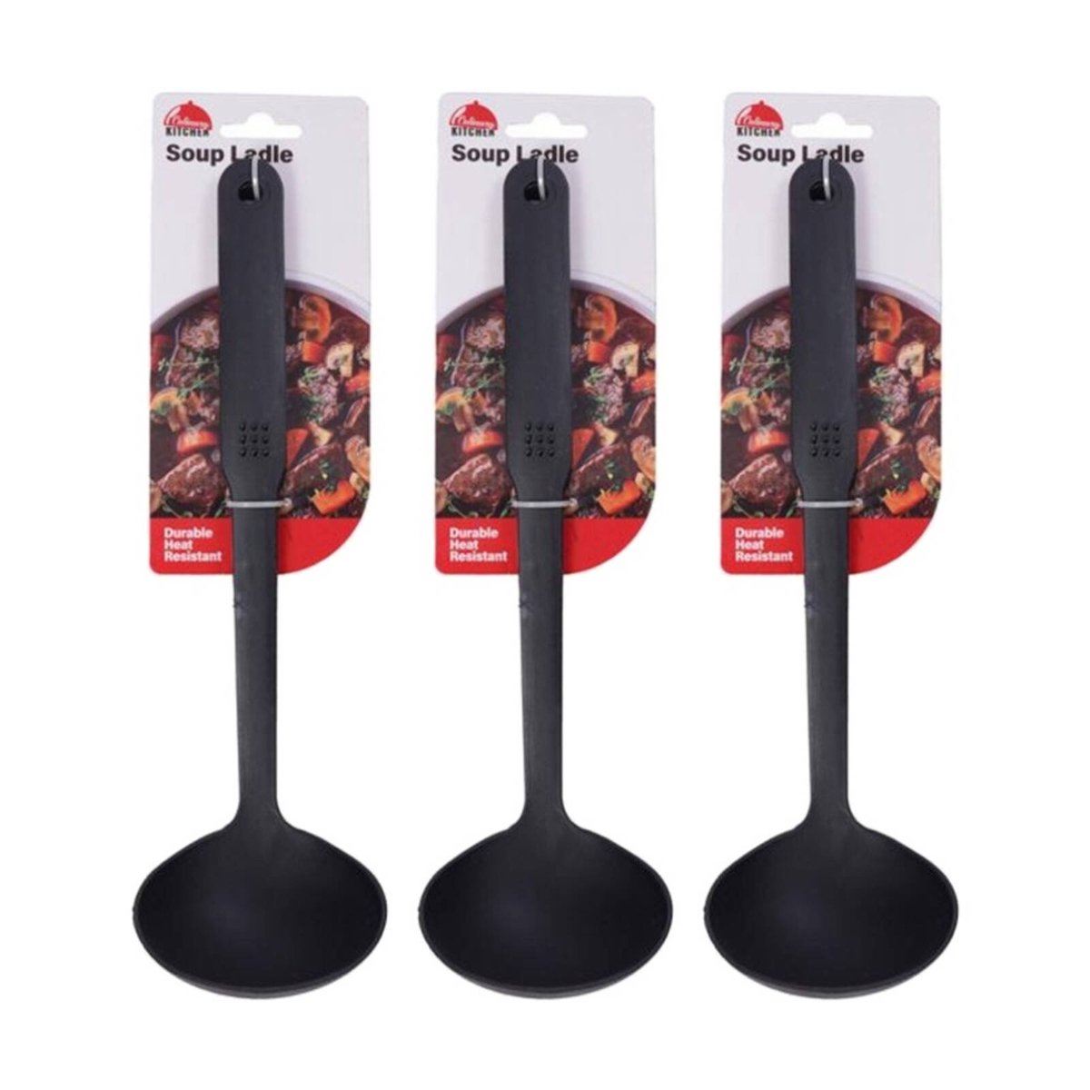 3PK Culinary Kitchen Nylon Ladle W/ Hanging Hole Cooking Utensil Black ...