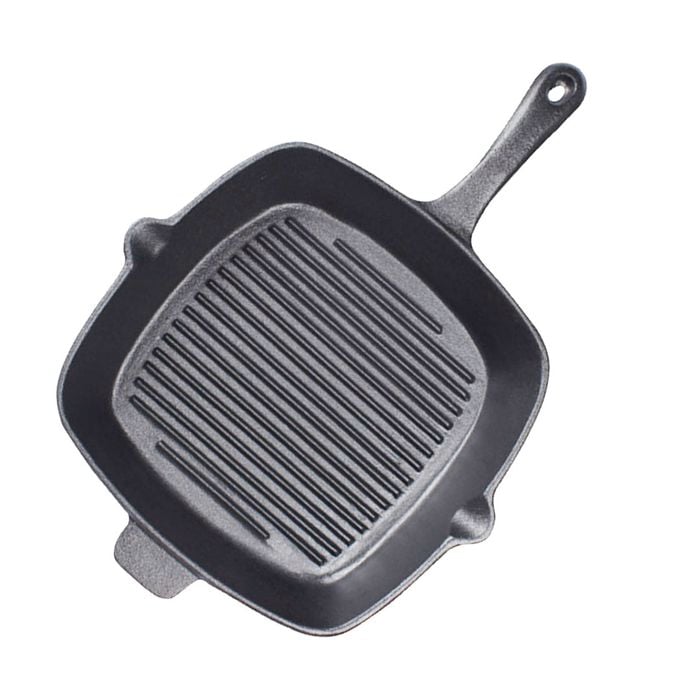 SOGA 26cm Square Ribbed Cast Iron Frying Pan Skillet Steak Sizzle ...