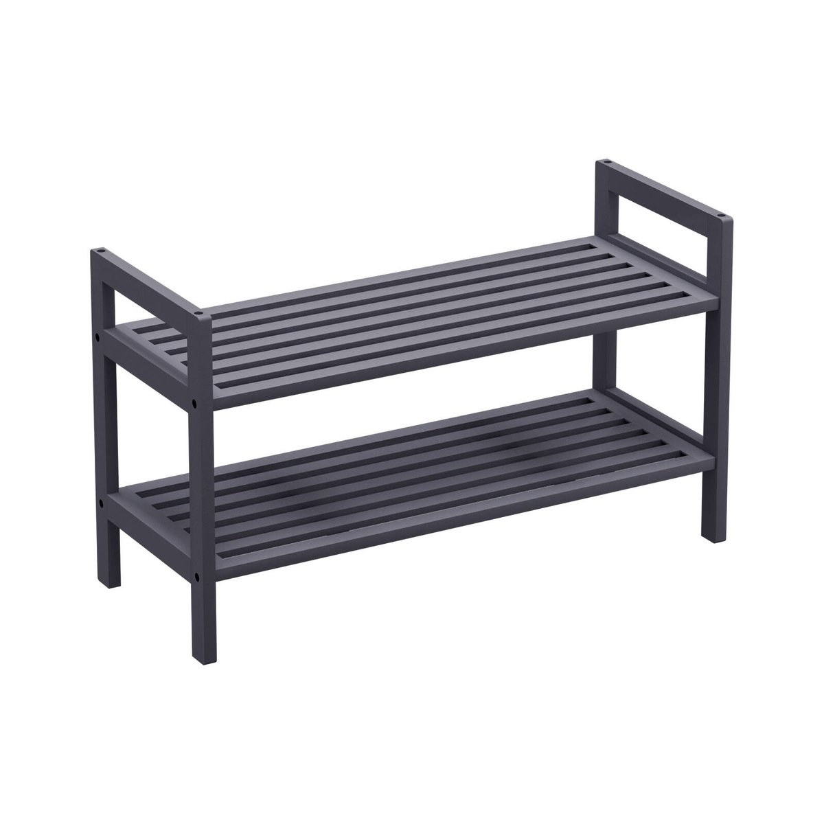 Flexi Storage Living Oyster Black 2 Tier Stackable Bamboo Shoe Rack ...