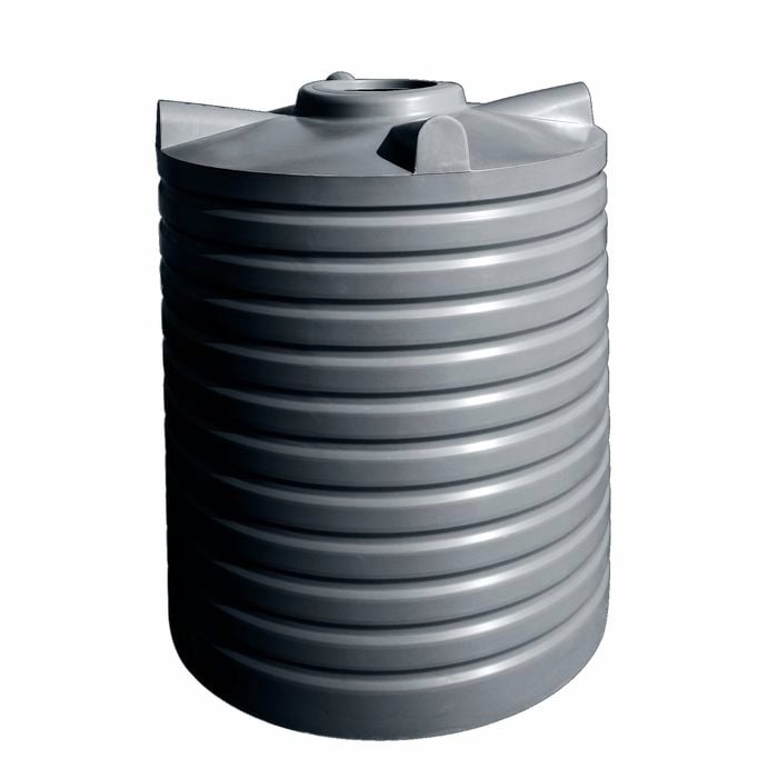 Clark Tanks 2600L Round Poly Water Tank - Slate Grey - Bunnings Australia