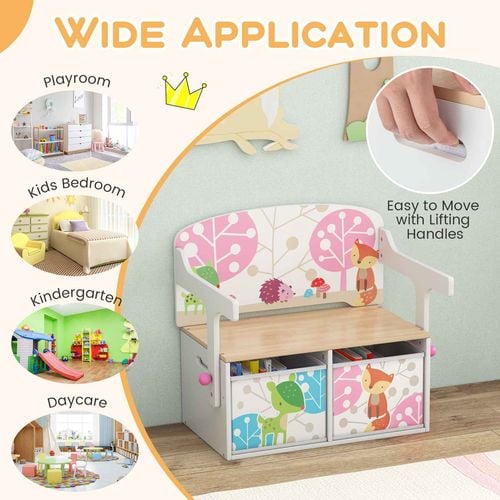 Costway Kids Convertible Table Set Children Table & Chair Set w/Drawer ...