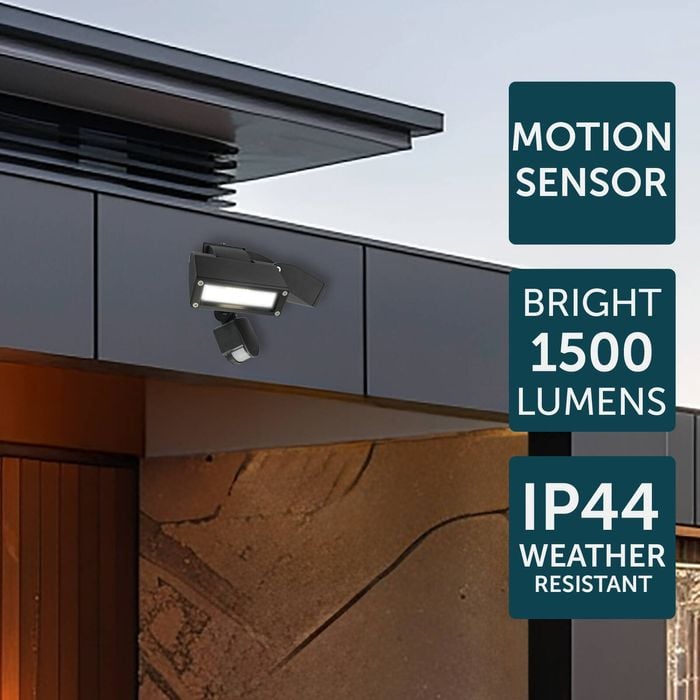 Brilliant 24W Black LED Nighthawk Sensor Flood Light - Bunnings Australia