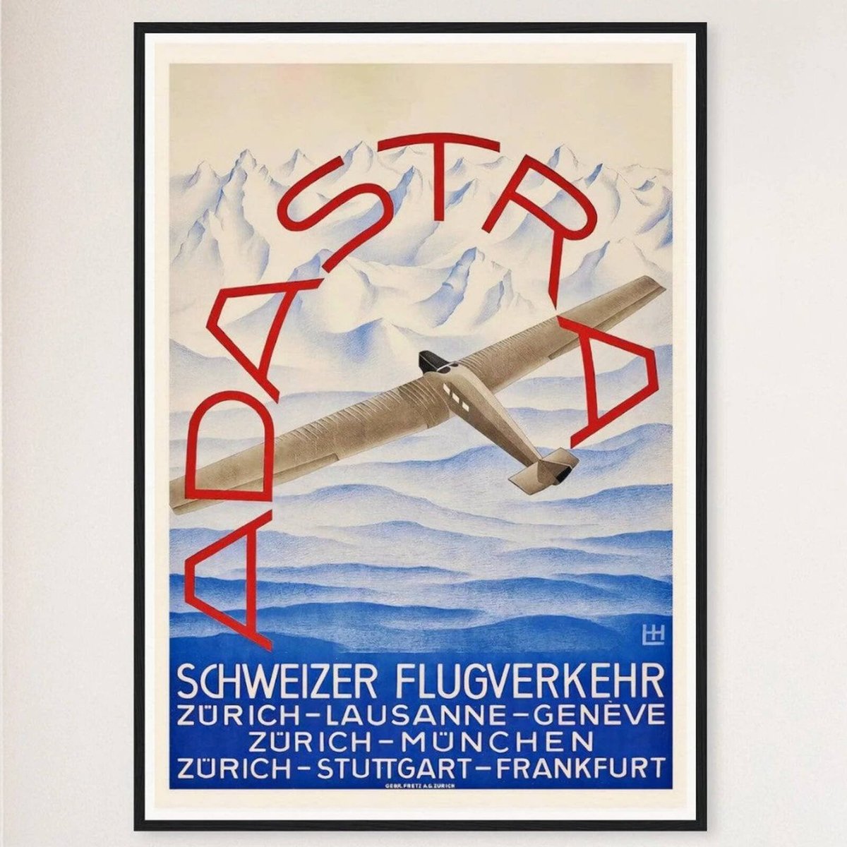 Galrie Ad Astra Aero Vintage Travel Poster Zurich Lausanne Geneve ...