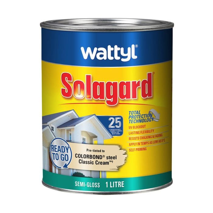 Wattyl Solagard 1L Pre-tinted Classic Cream Semi-Gloss Exterior Paint ...