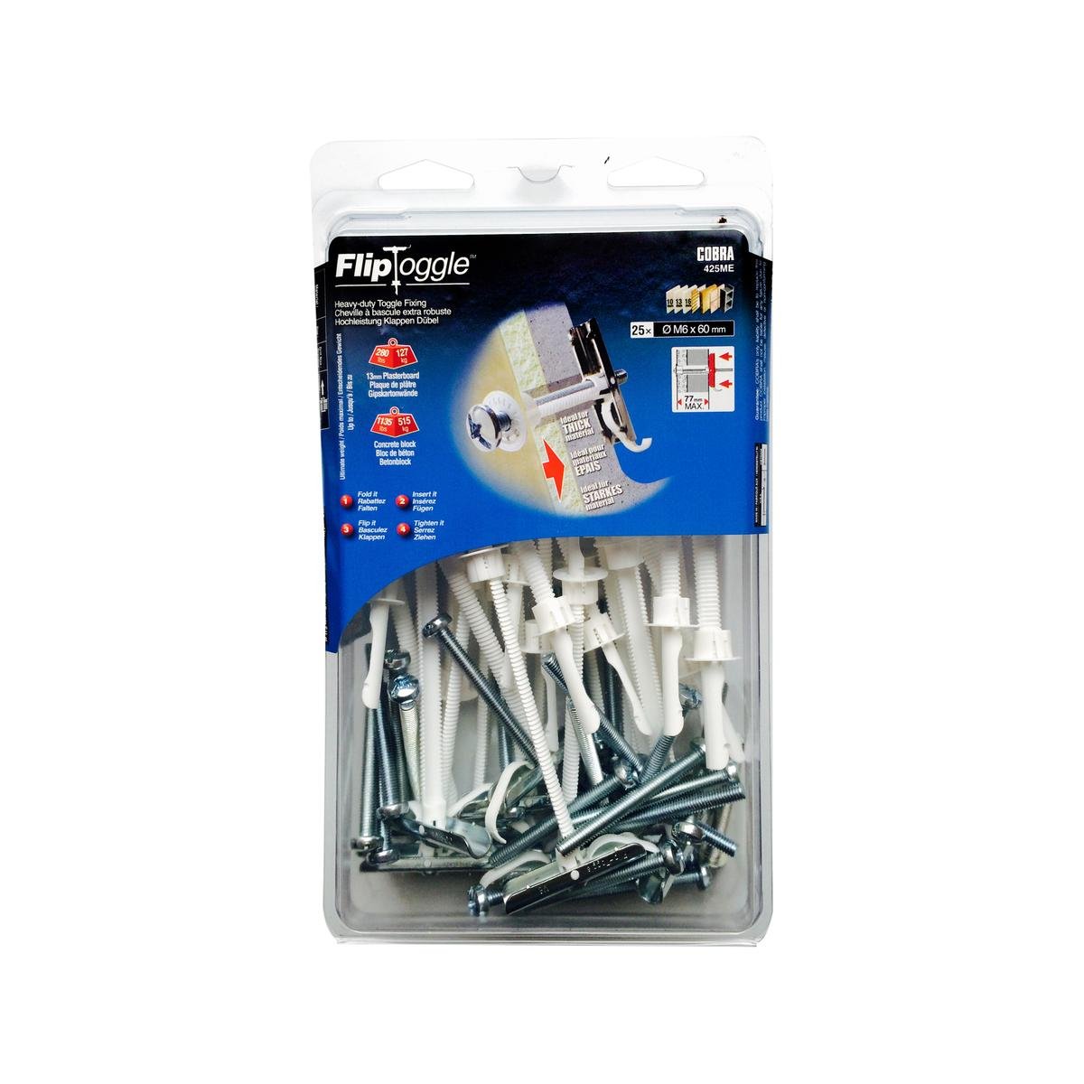 Cobra 6 x 60mm Flip Toggle Anchor Screws - 25 Pack - Bunnings Australia