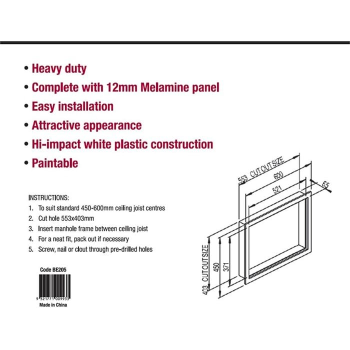 Builders Edge 450 x 600mm Heavy Duty Melamine Manhole Frame Kit ...
