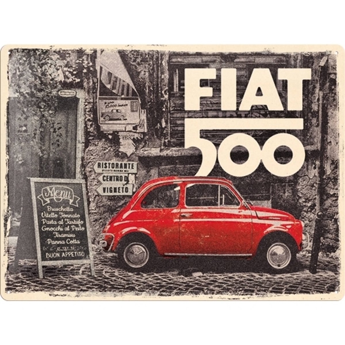 Nostalgic Art Fiat 500 Red Car 30x40cm Large Metal Tin Sign - Bunnings ...