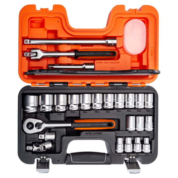 Bahco 1/2" Square Drive Socket Set With Metric Hex Profile And Ratchet ...