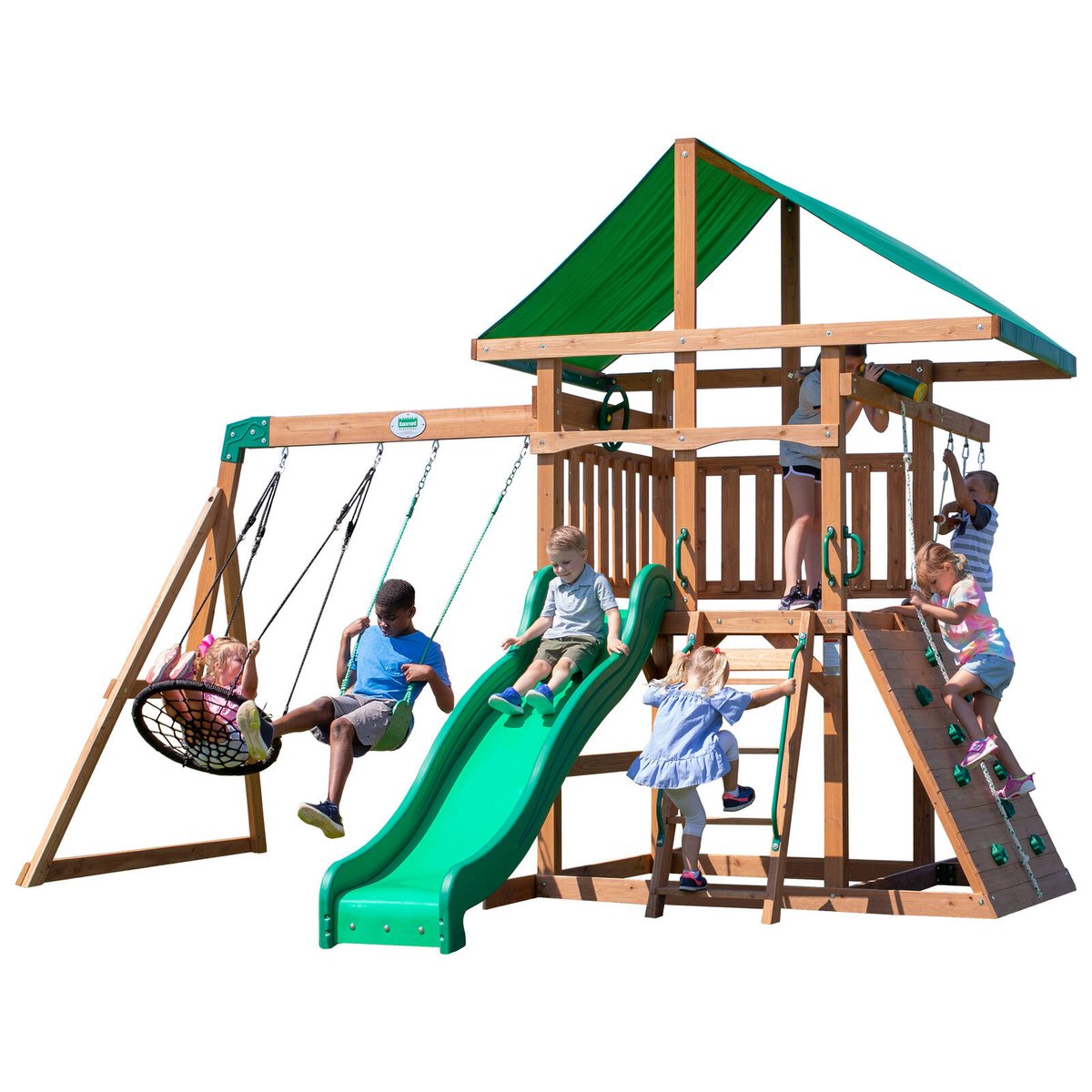Backyard Discovery Grayson Peak Cedar Wood Play Centre Swing Set with ...