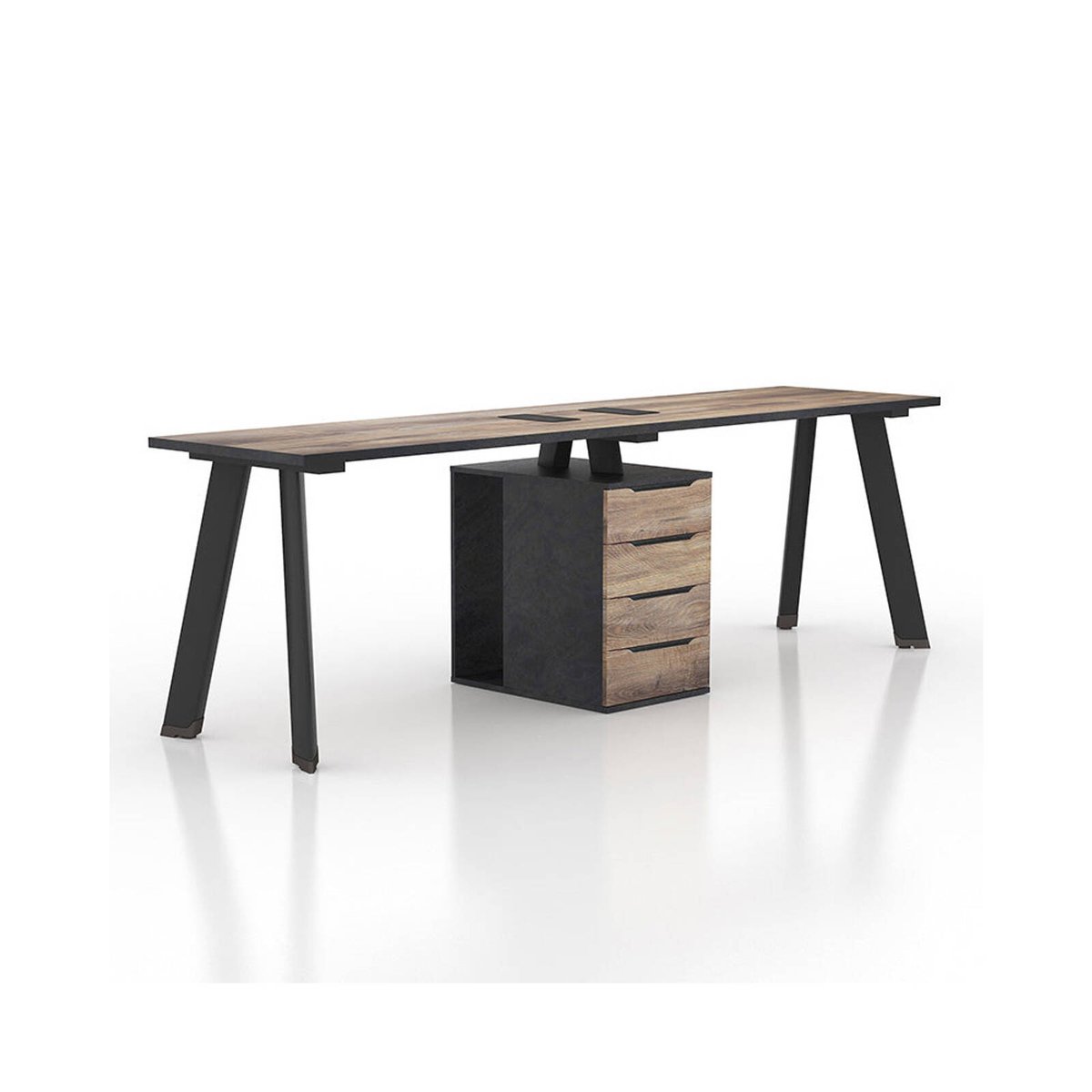 Modern Furniture ARTO 2 People Workstation Desk 1 Cabinet 240cm Oak ...