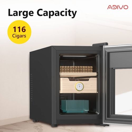 ADIVO 116 Cigar Humidor Digital Humidity Temperature Control Cabinet Display with Hygrometer ...