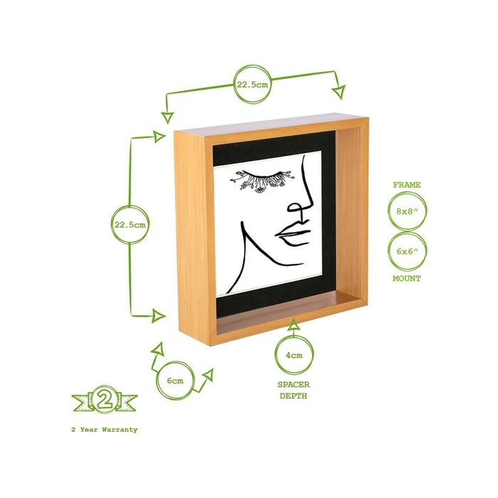 Nicola Spring 3D Deep Box Photo Frames - 8 x 8" with 6 x 6" Mount ...