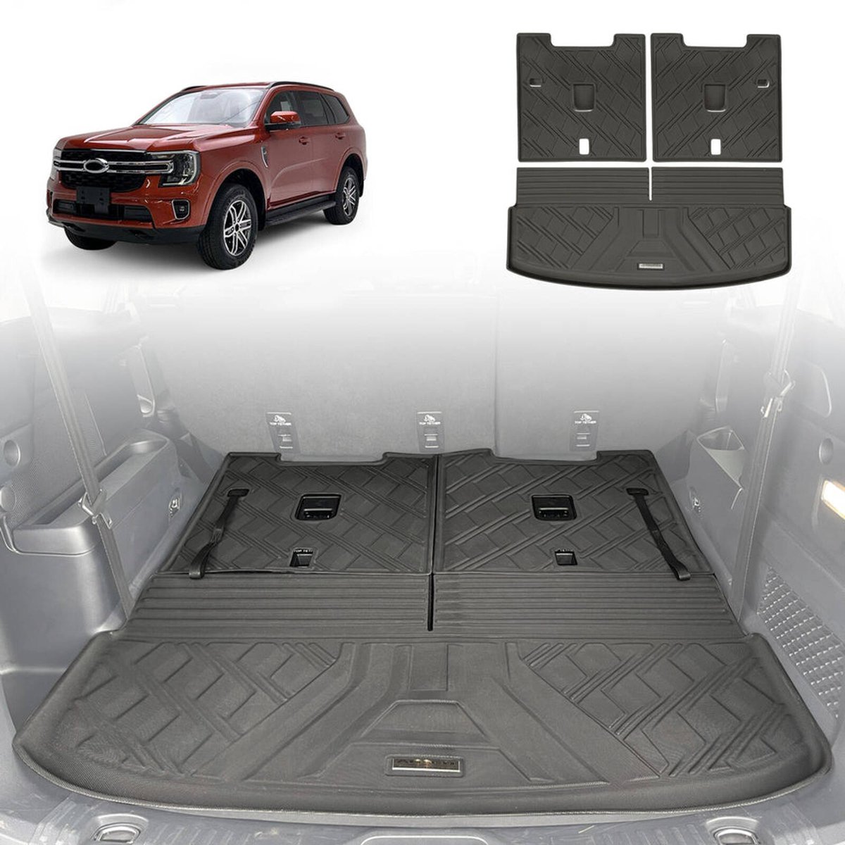 AUSGO Boot Liner for Ford Everest Next-Gen 7 Seats 2022-Onwards 3-Piece ...
