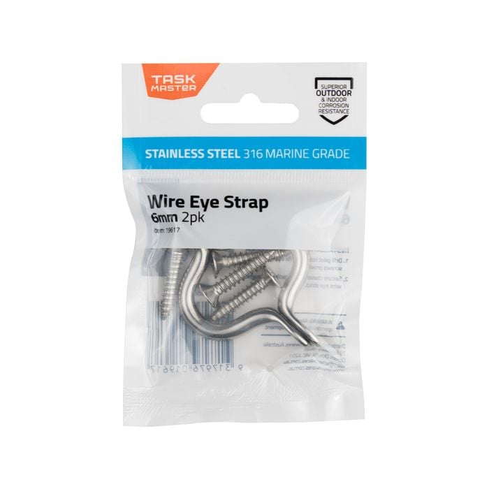Taskmaster 6mm 316 Stainless Steel Wire Eye Strap - 2 Pack - Bunnings ...