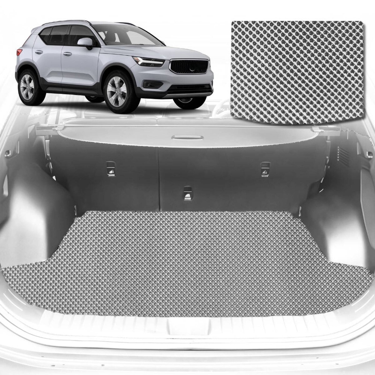 6D Diamond Car Boot Mat for Volvo C40 2021-Current-Cargo Mat-Grey ...