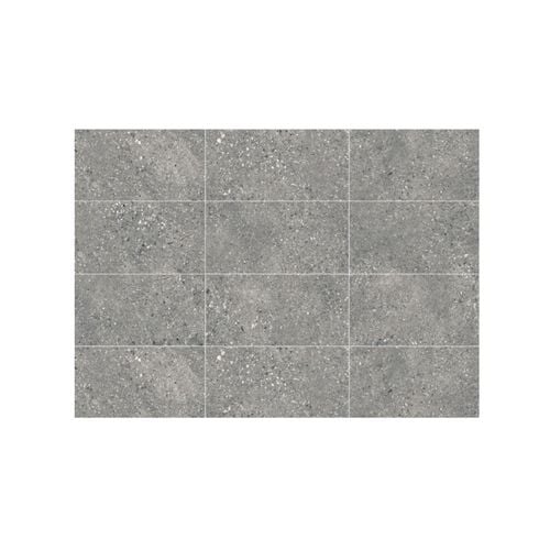 Duratile 60 x 30cm 1.08m² Dark Grey Terrazzo Porcelain Floor And Wall ...