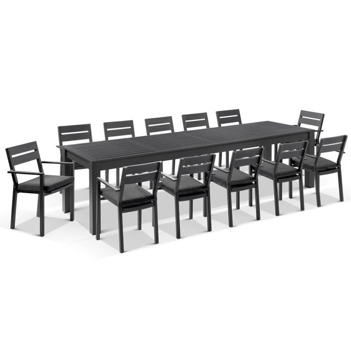 Santorini 12 Seater Outdoor Rectangle Aluminium Dining Table And Chairs ...