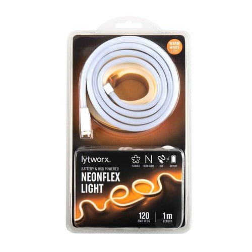 Lytworx 1m Warm White Battery Operated Or USB Powered Neonflex Light ...