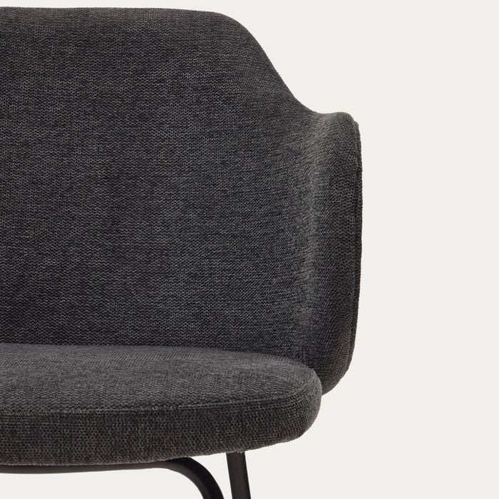 Yunia chair in dark grey with steel legs in a painted black finish ...