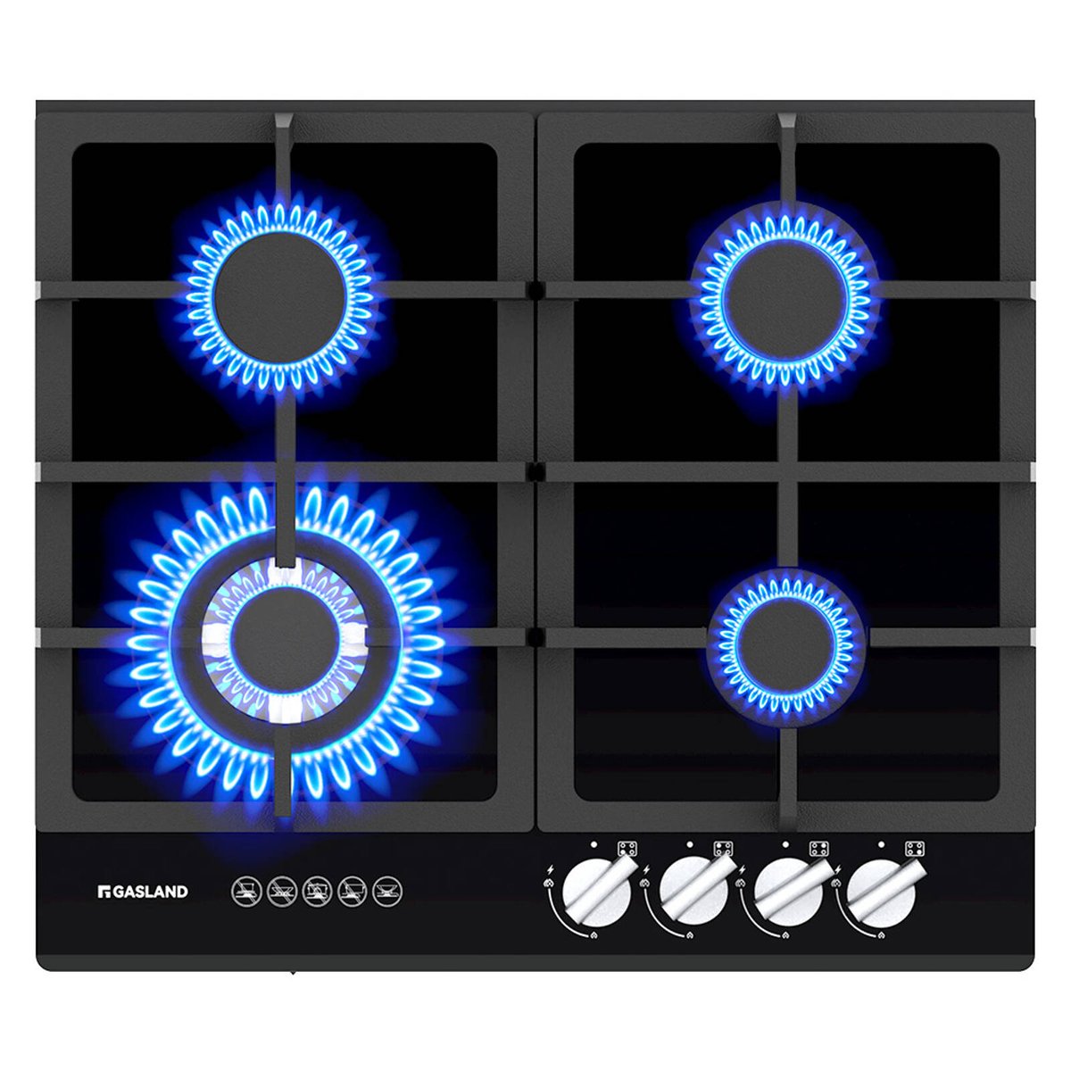Gasland Chef 60cm Gas Cooktop Black with 4 Burners - Bunnings Australia