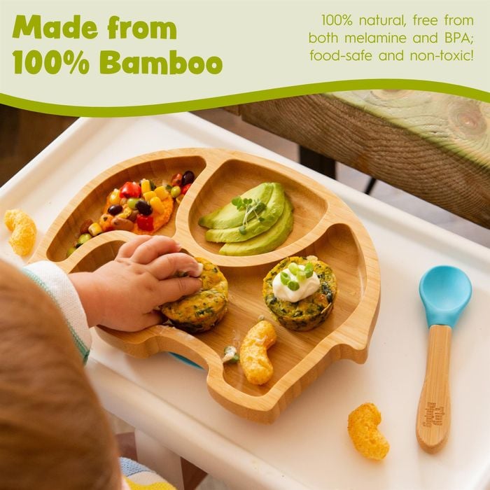 Tiny Dining Children's Bamboo Elephant Plate with Suction Cup ...