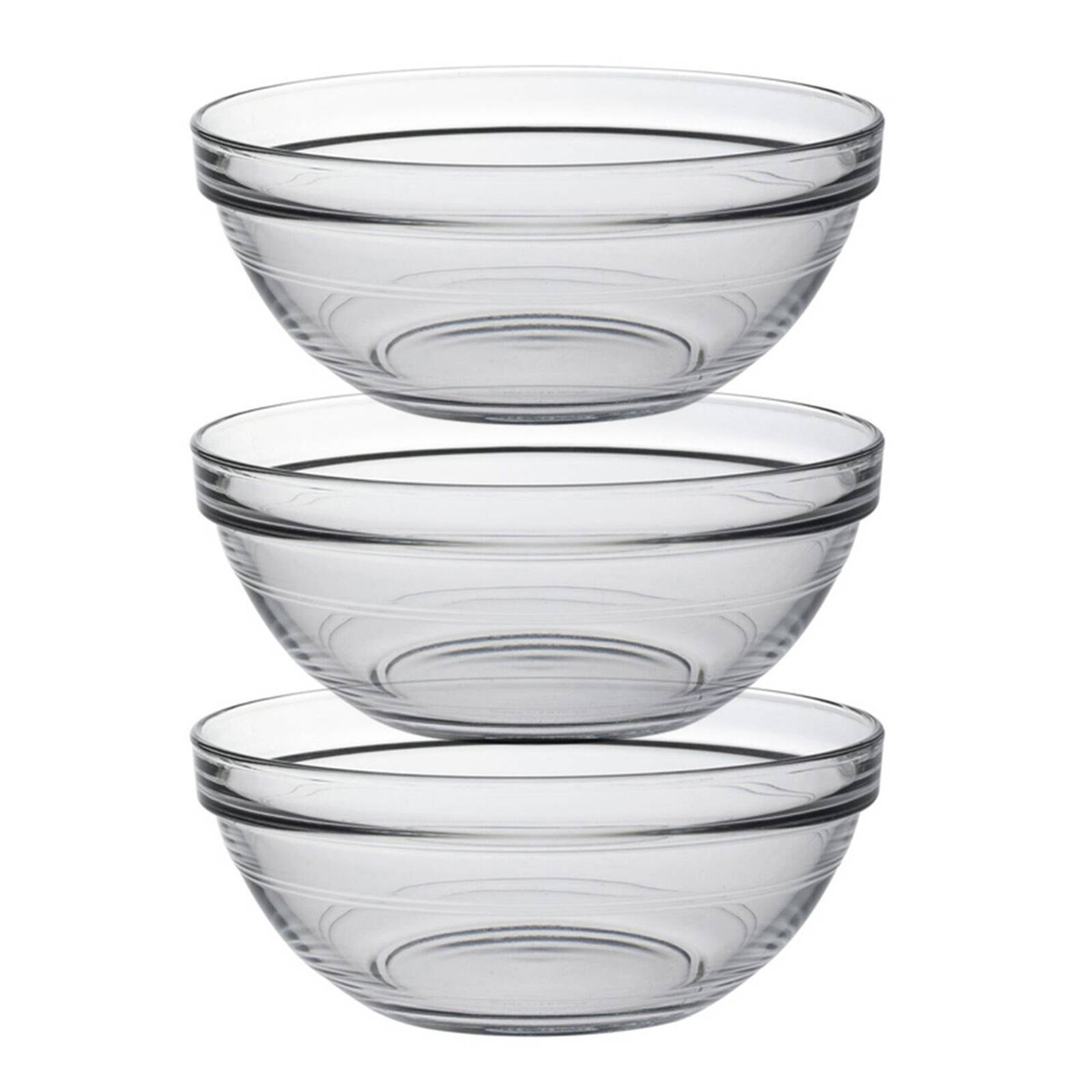 3x Duralex Lys 17cm/970ml Stackable Glass Bowl - Clear - Bunnings Australia