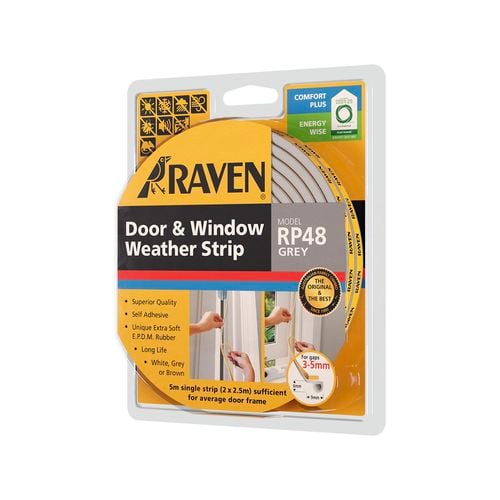 Raven 5000mm Grey RP48 Self Adhesive Weather Strip - Bunnings Australia