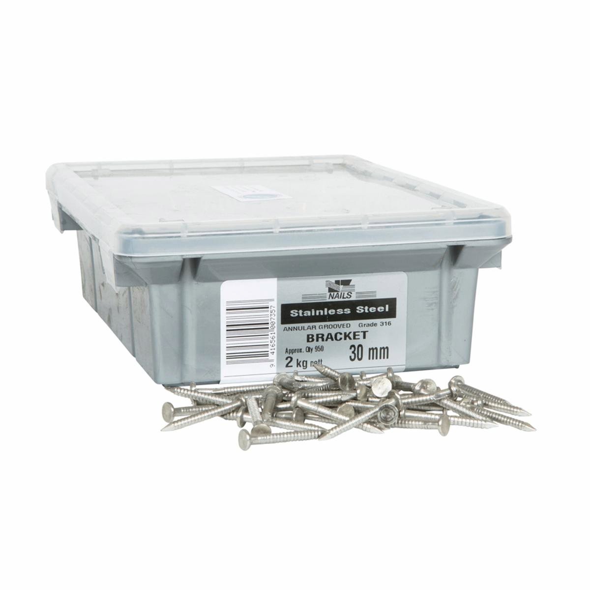 NZ Nails 30 x 3.15mm Stainless Steel Bracket Nail - 2kg Box - Bunnings ...