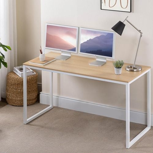 Zinus Computer Desk Home Office Table Study Desks Wooden - White 140cm ...