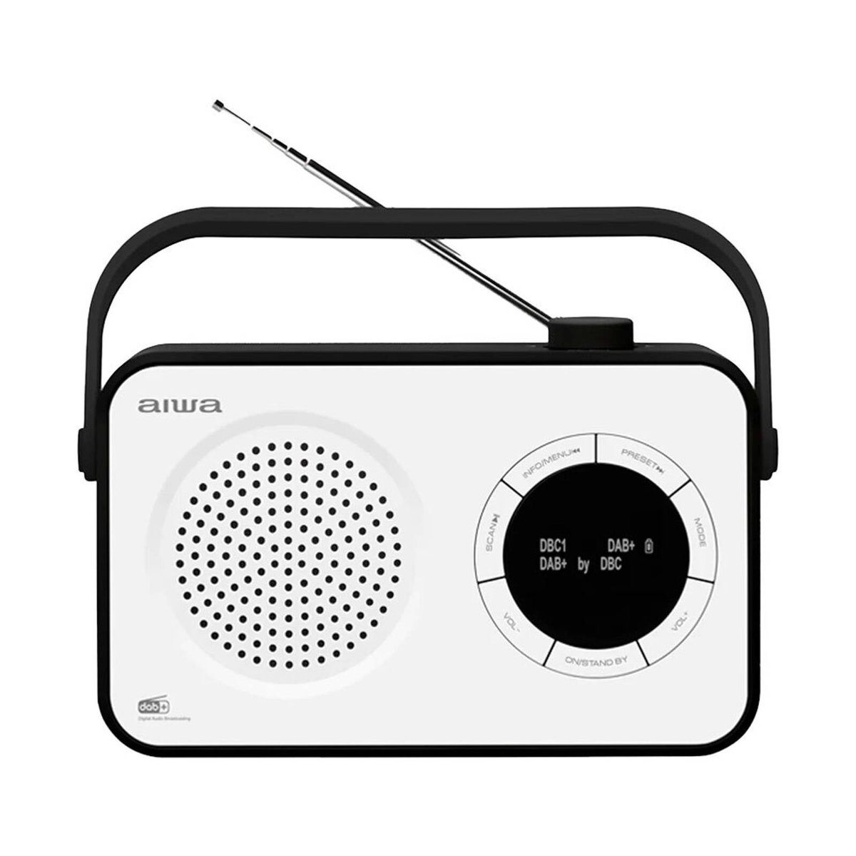 AIWA Portable DAB AM FM Bluetooth C Battery Digital Tuning Radio White ...