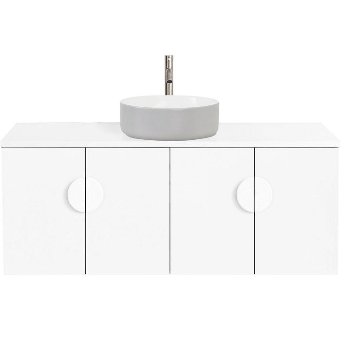 CIBO 1200mm White Mornington White Wall Hung Vanity with Light Grey / White Basin and White ...