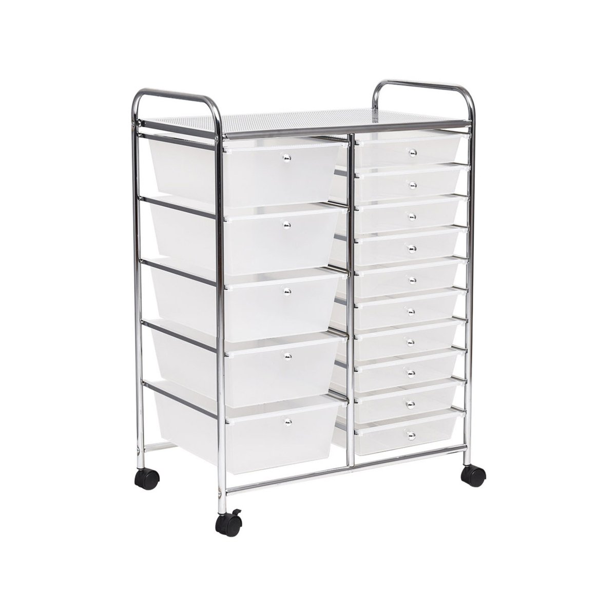 Costway 15-Drawer Storage Trolley Cart Filing Cabinet Clear - Bunnings ...