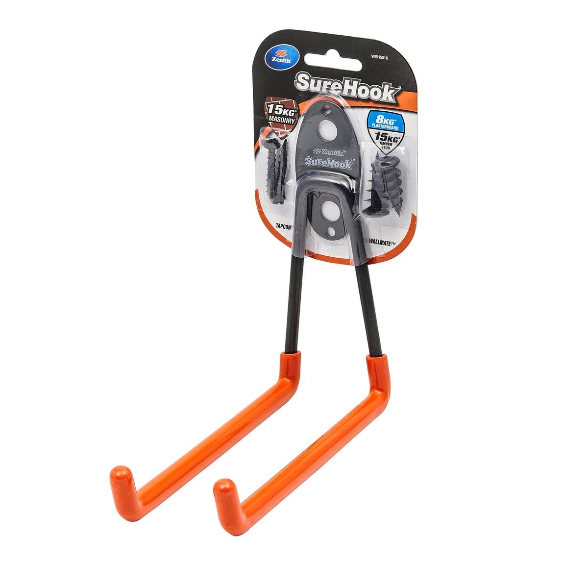 Zenith 8 / 15kg Black SureHook Large Garage U Hook - Bunnings Australia