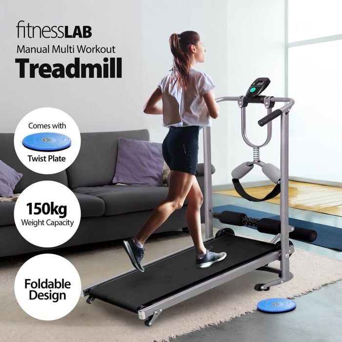 Fitnesslab Manual Treadmill Mini Incline Fitness Machine Walking Home ...