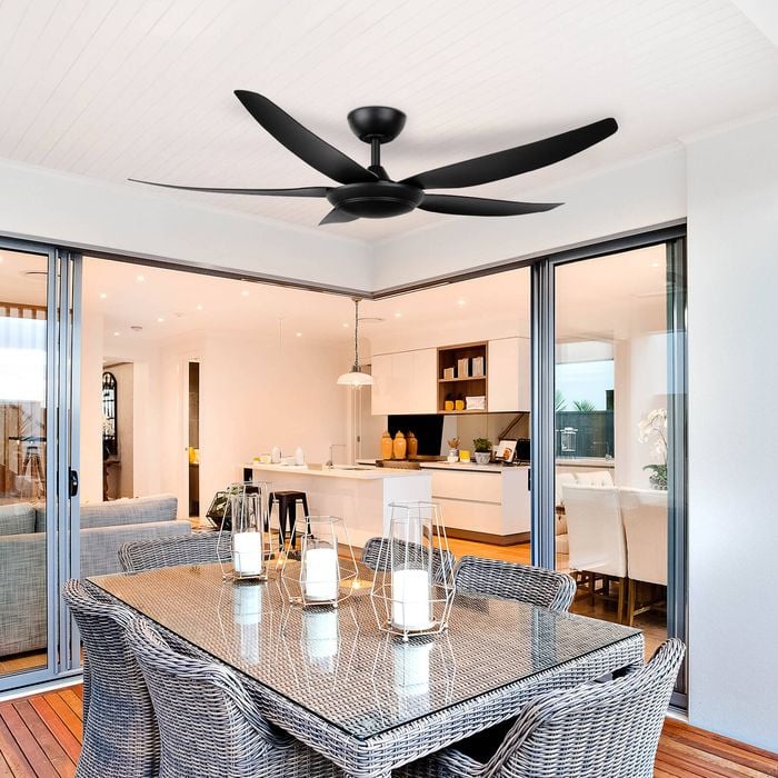 Brilliant 142cm Matte Black Large Panama Indoor Outdoor ABS Ceiling Fan ...