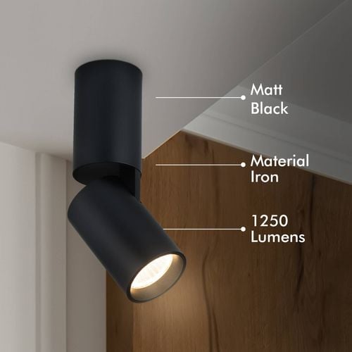 Verve 15W Black Phoebe Adjustable LED Spotlight - Bunnings Australia