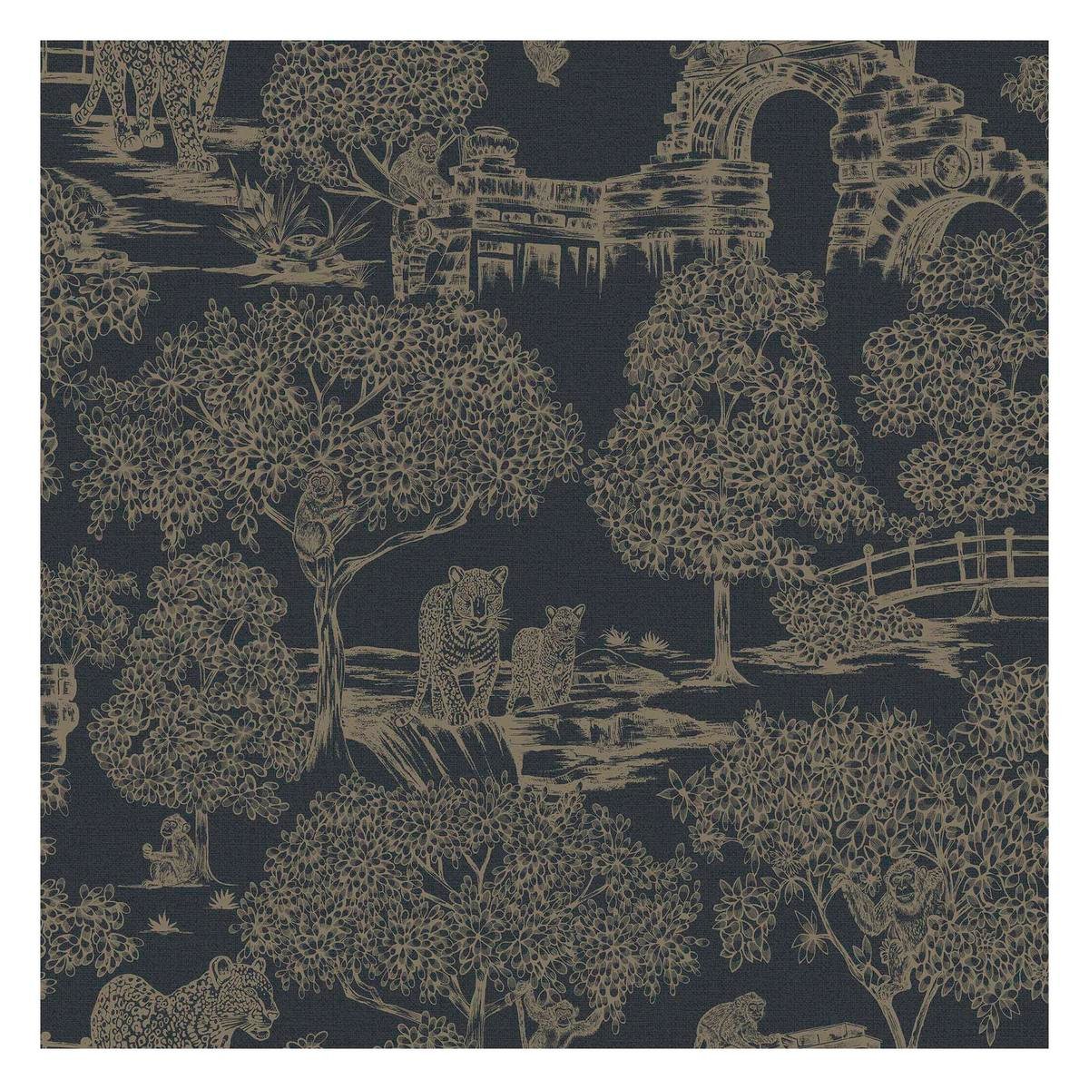 Samar Navy Animal/Trees Wallpaper 10.05m x 53cm - Bunnings Australia