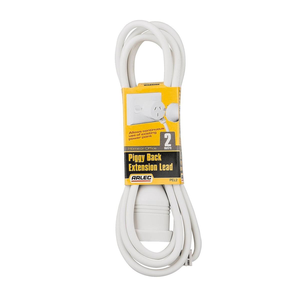 Arlec 2m White Piggy Back Extension Lead - 2m - Bunnings New Zealand